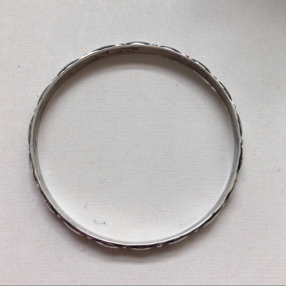 Vintage Scandinavian 830 Silver Bangle Bracelet - Gem